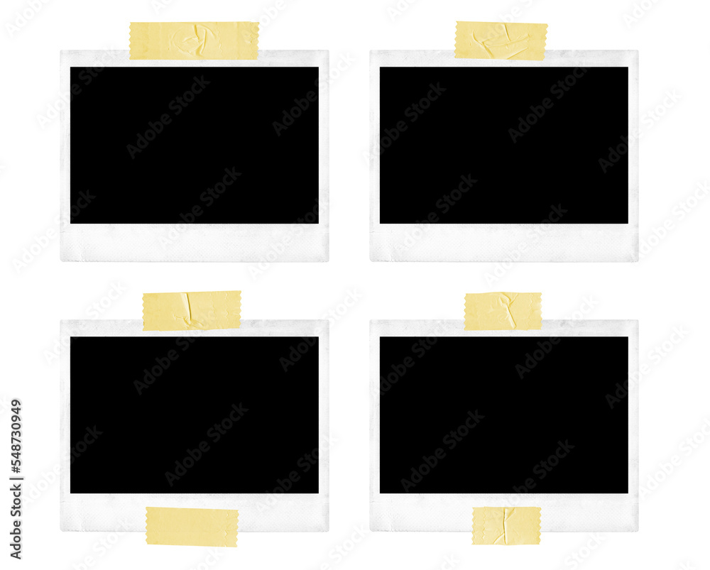 Poster Polaroid photo frames with tape strips on transparent background ...