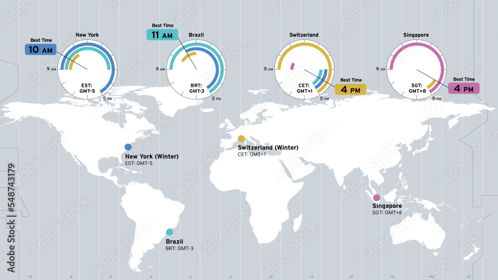 Timezone Map, World Time Zone, Best Overlap Time, America Time, Brazil ...
