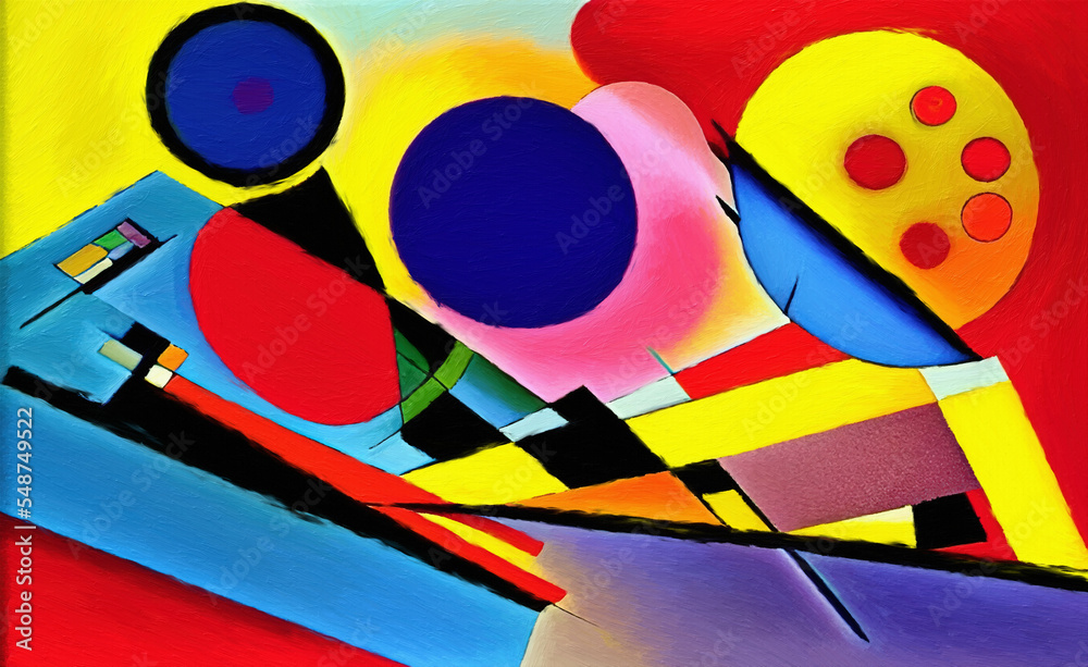 Digital painting abstract art in cubism style, graphic drawing ...