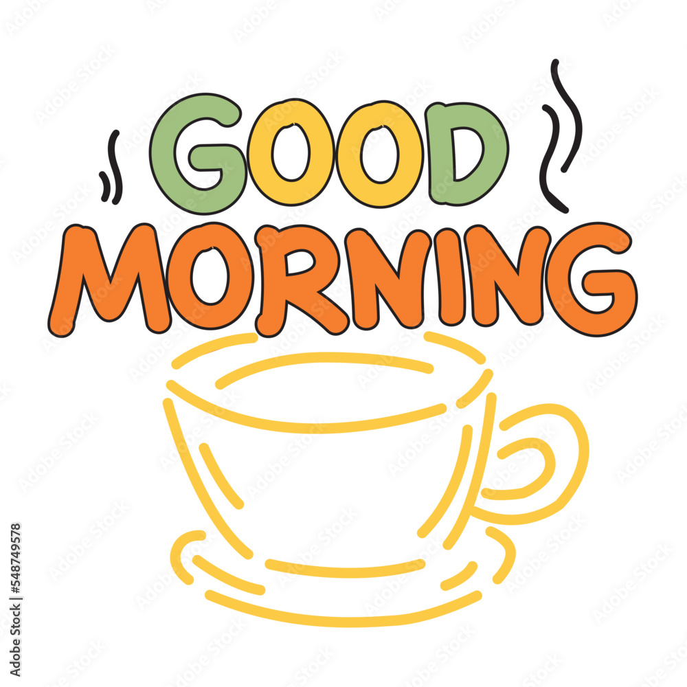 Cute Sticker Reactions Good Morning Color Stock Vector | Adobe Stock