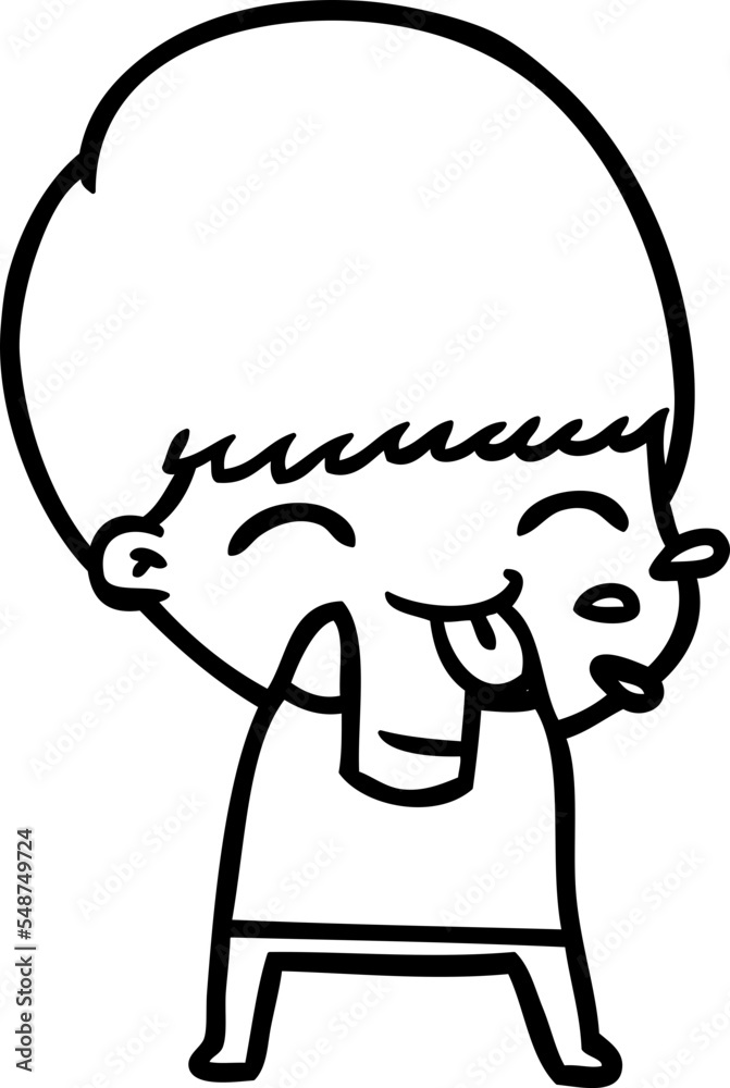 cartoon boy blowing raspberry Stock Vector | Adobe Stock