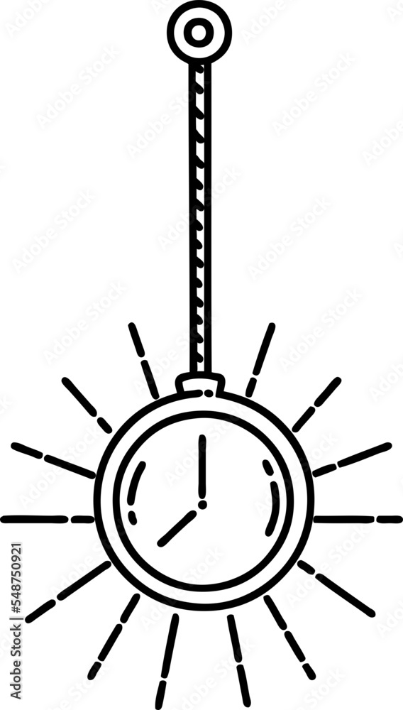 illustration of a traditional black outline tattoo style gold pocket ...