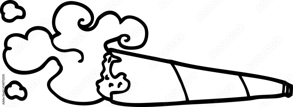 outline cartoon smoking joint Stock Vector | Adobe Stock