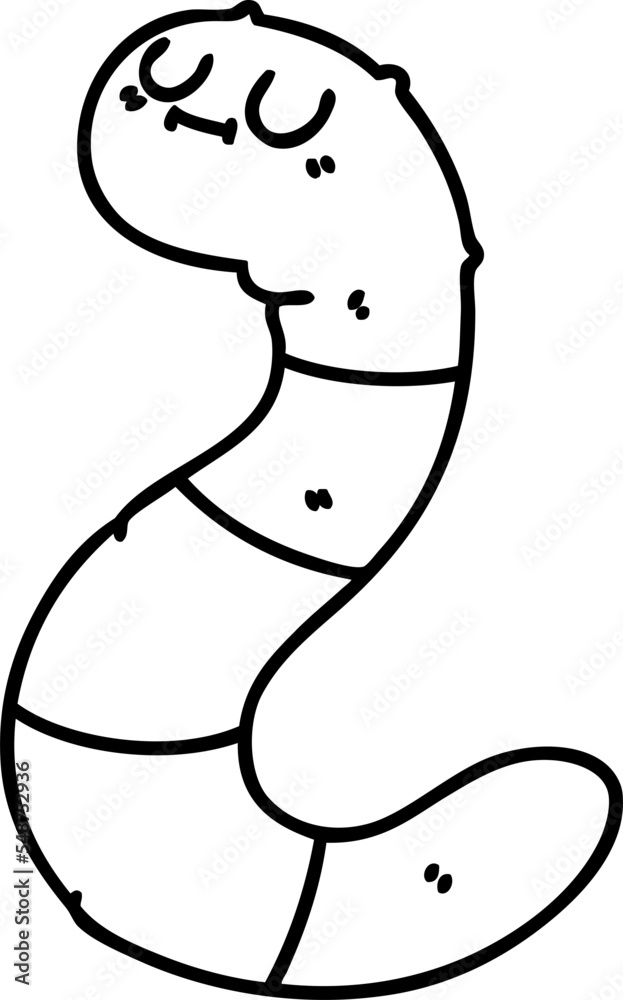 line drawing quirky cartoon worm Stock Vector | Adobe Stock