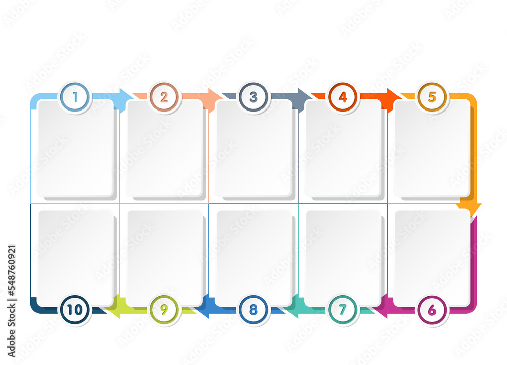 Basic square infographic with 10 steps, process or options. Stock ...