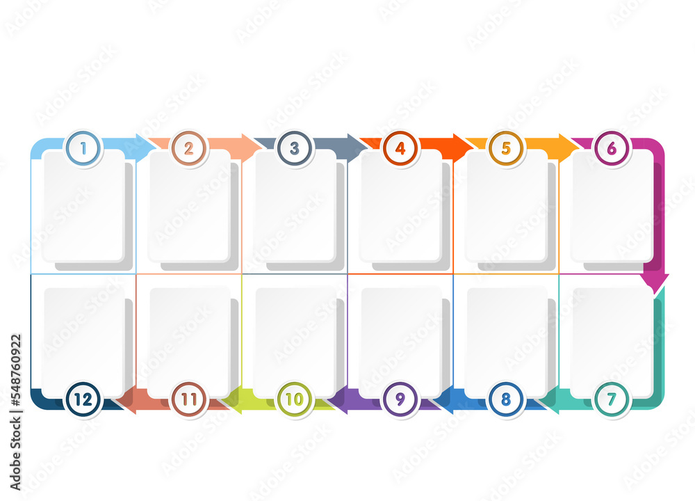 Basic square infographic with 12 steps, process or options. Stock ...