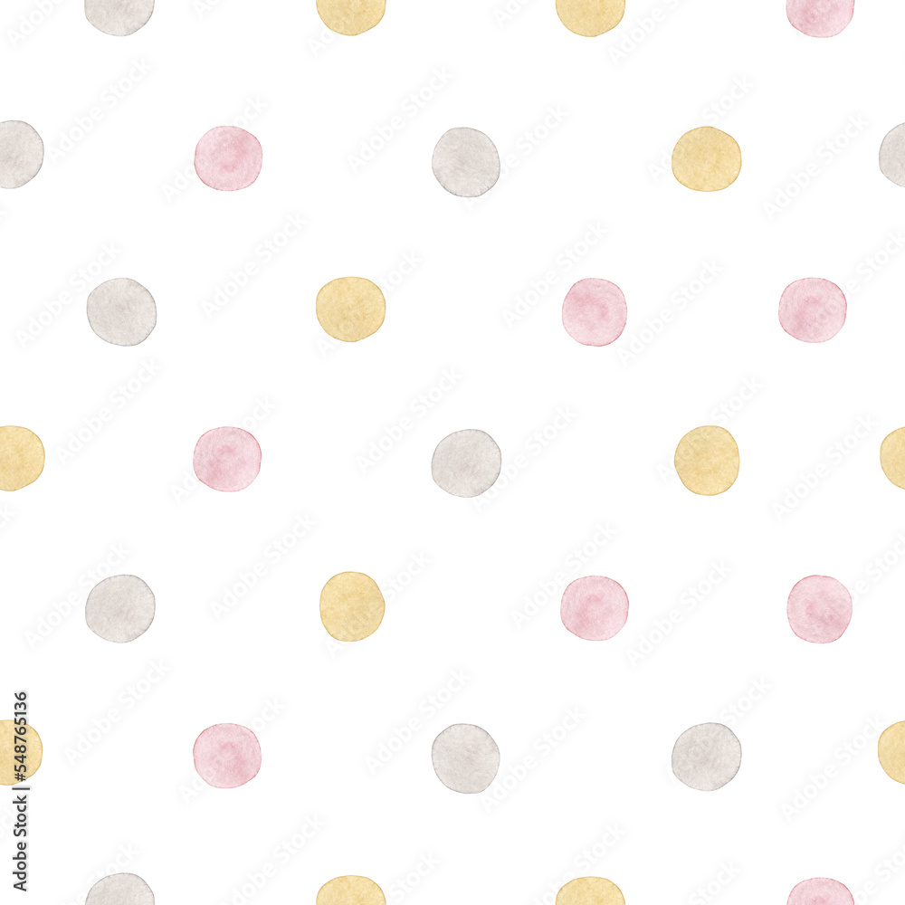 Watercolor seamless cute pattern with pastel color dots. Isolated on ...