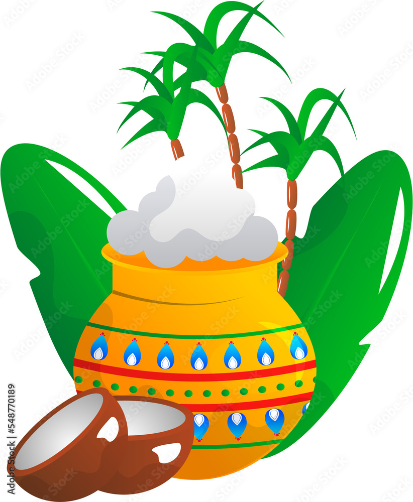Happy Indian Pongal, cartoon illustration Stock Illustration | Adobe Stock