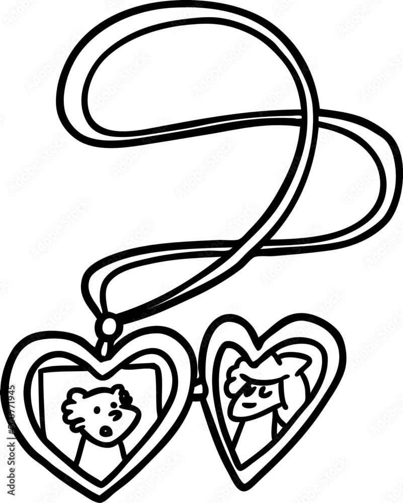 cartoon locket with photographs Stock Vector | Adobe Stock