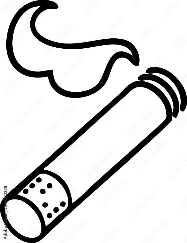 outline cartoon of a smoking cigarette Stock Vector | Adobe Stock