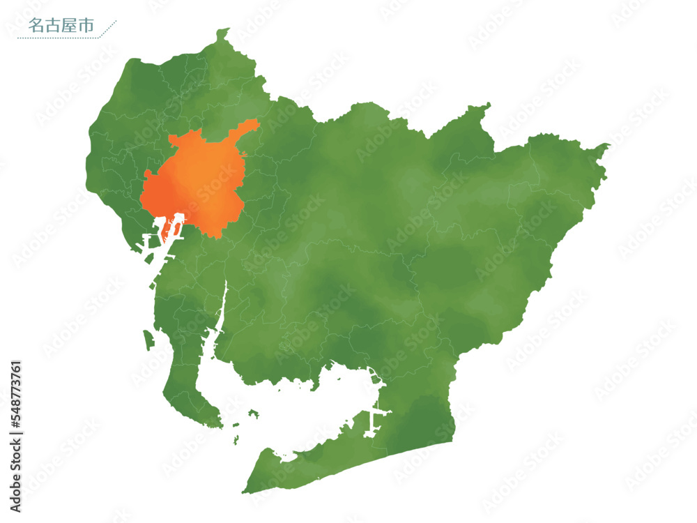 水彩風の地図 名古屋市. Stock Vector | Adobe Stock