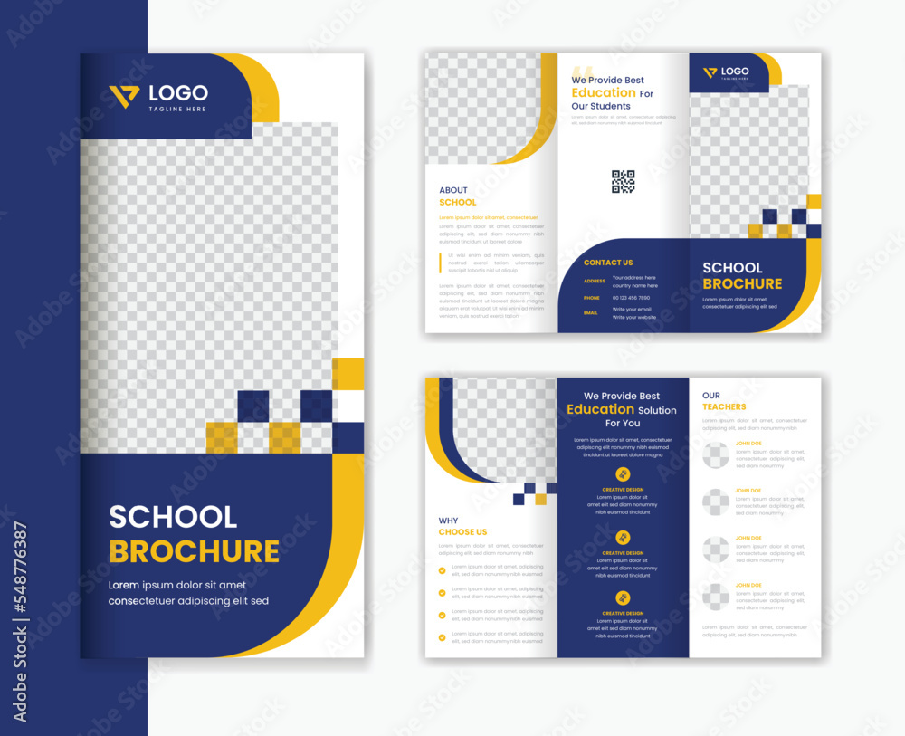 Education Trifold brochure design template, School admission brochure ...