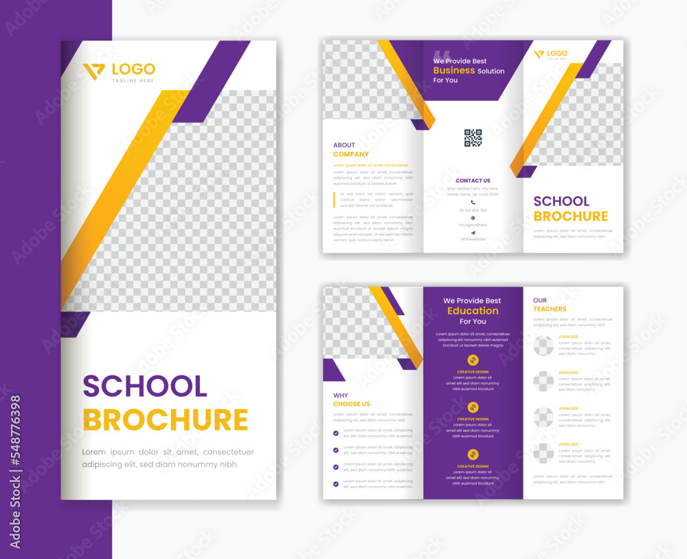 Education Trifold brochure design template, School admission brochure ...