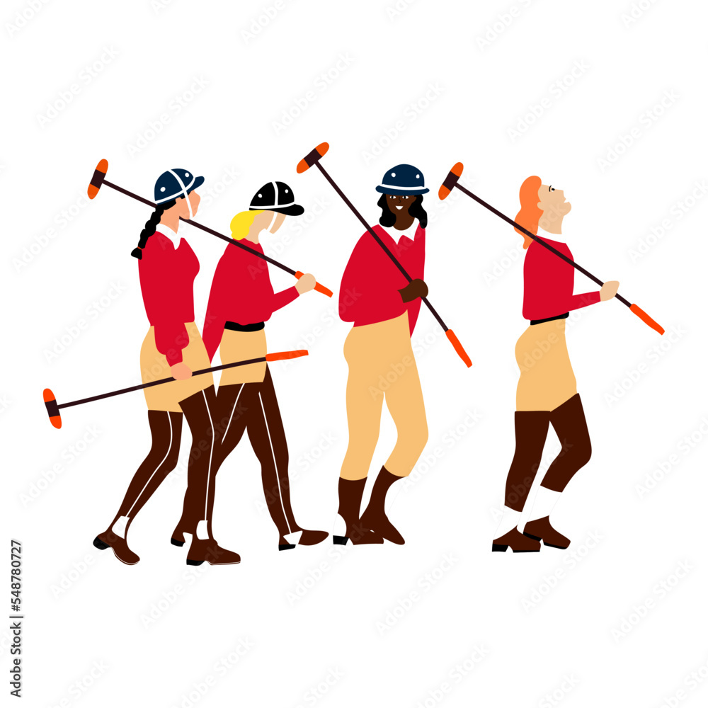 Girls athletes with sport facilities flat vector illustration.Fun ...