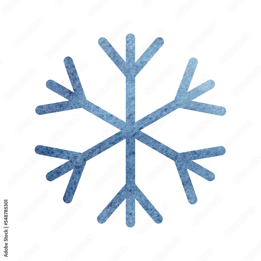 Watercolor hand painted illustration of snowflake. Isolated on ...