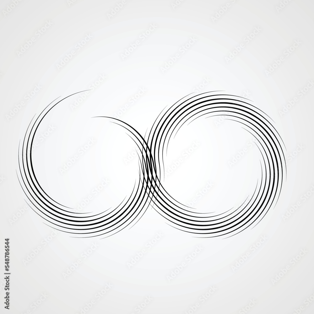 Infinity Symbol .Vector Curved Lines . Design Element . Black Painted ...