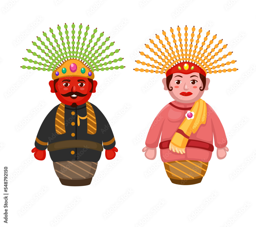 Ondel-ondel indonesian traditional art dance festival symbol cartoon ...