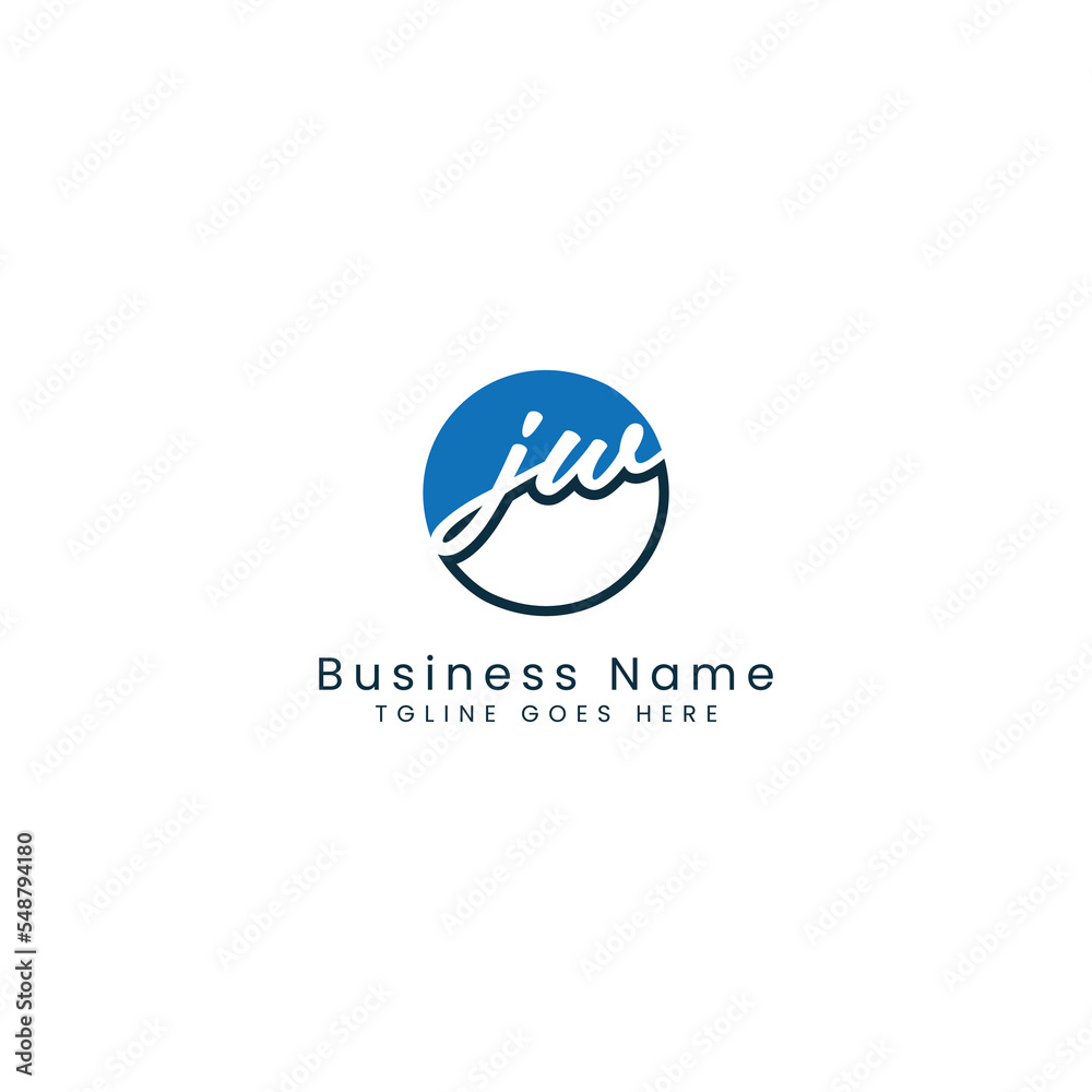J W JW Initial letter handwritten and signature vector image template ...