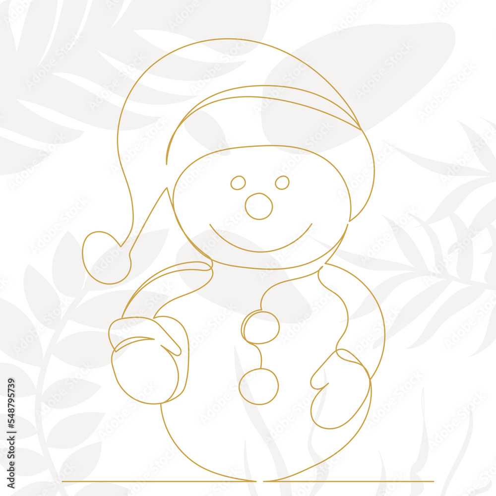 snowman sketch, continuous line drawing, vector Stock Vector | Adobe Stock