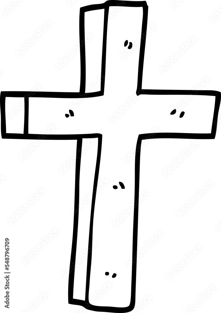 line drawing cartoon wooden cross Stock Vector | Adobe Stock