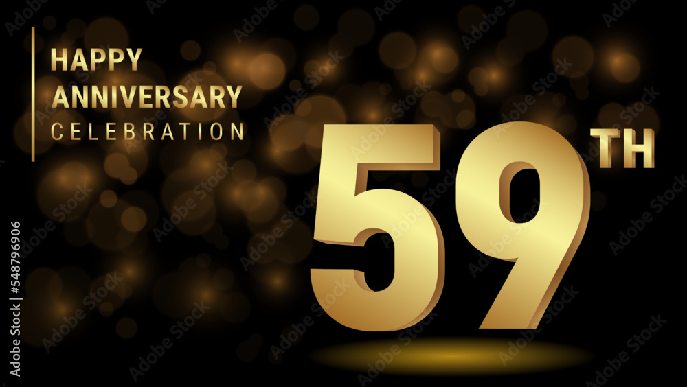59th Anniversary. 3d template design with gold color for celebration ...