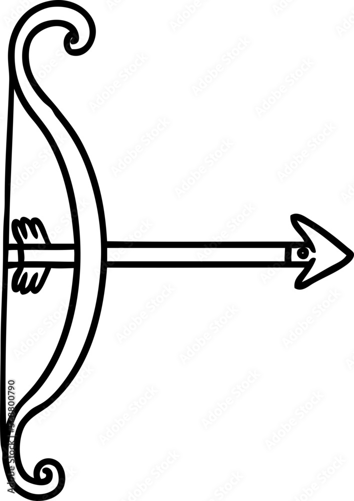 outline of a bow and arrow Stock Vector | Adobe Stock