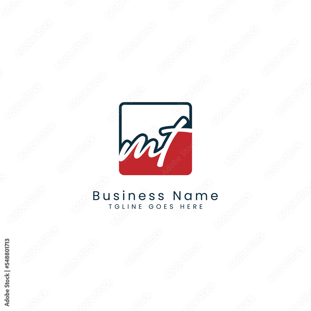M T MT Initial letter handwritten and signature vector image template ...
