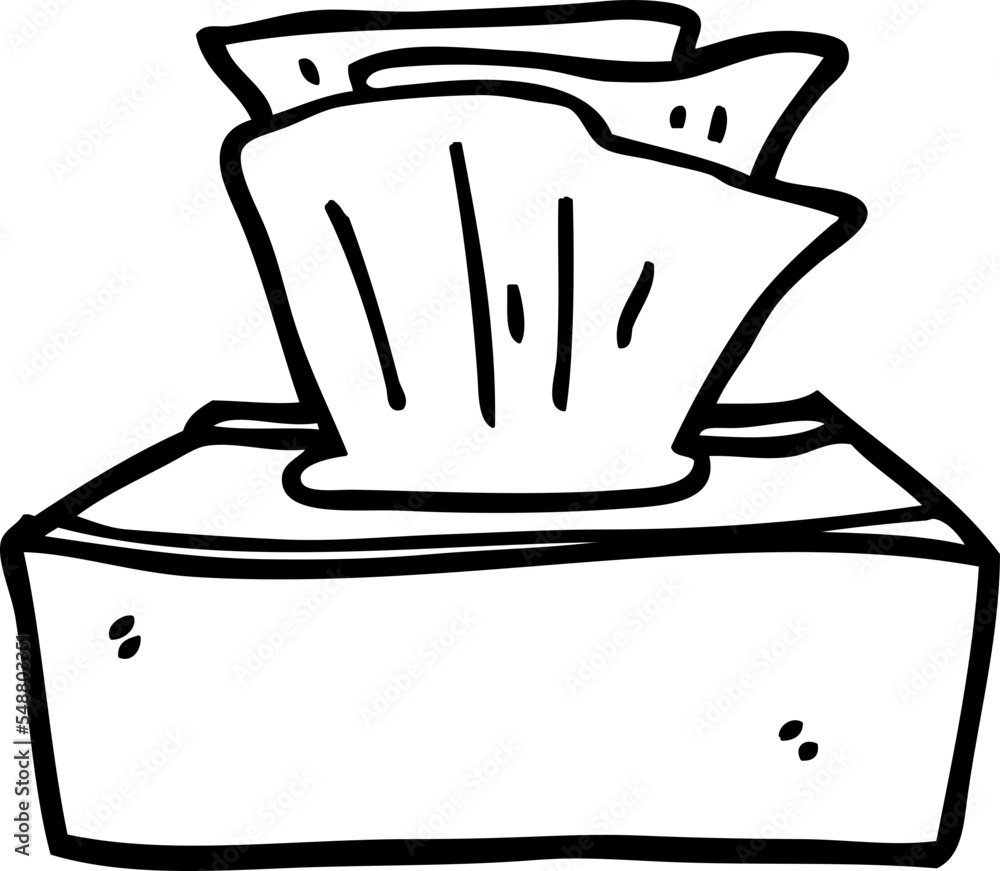 outline cartoon box of tissues Stock Vector | Adobe Stock
