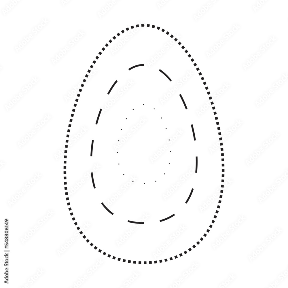Tracing oval shape symbol, dashed and dotted broken line element for ...