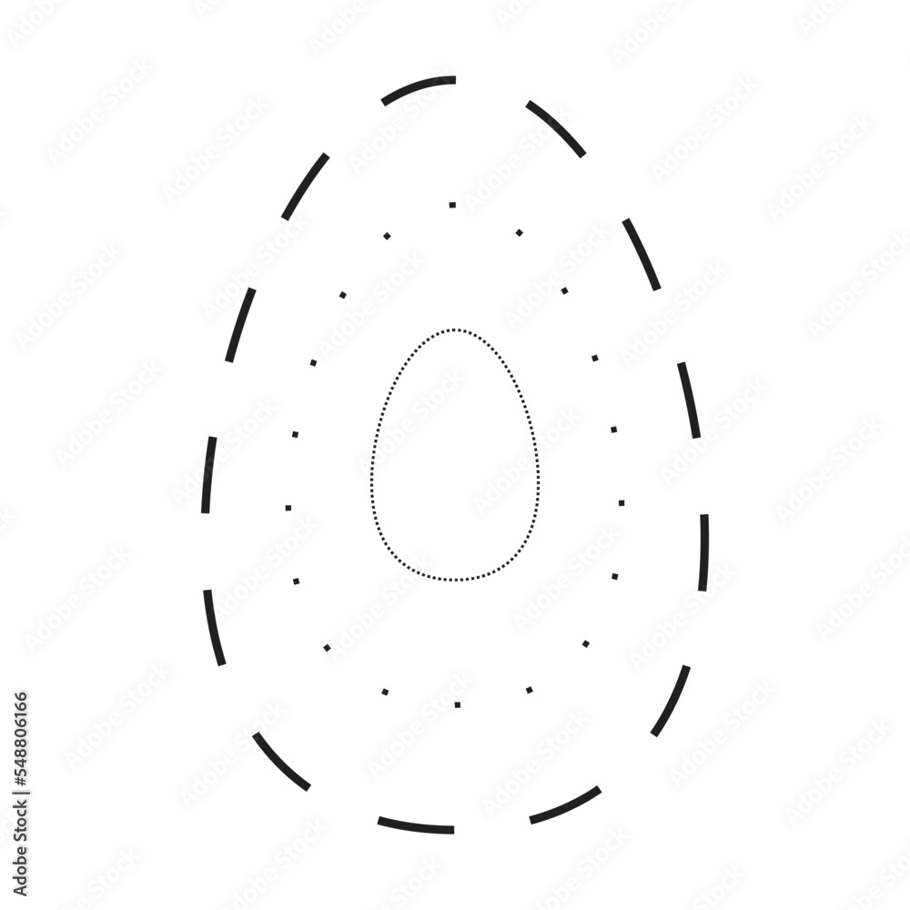 Tracing oval shape symbol, dashed and dotted broken line element for ...