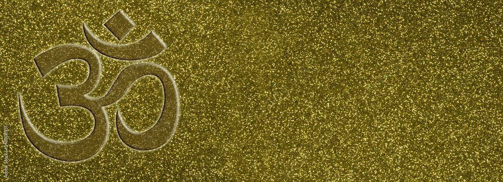 Golden Om Glittering Message Banner - deep gold glitter background with ...