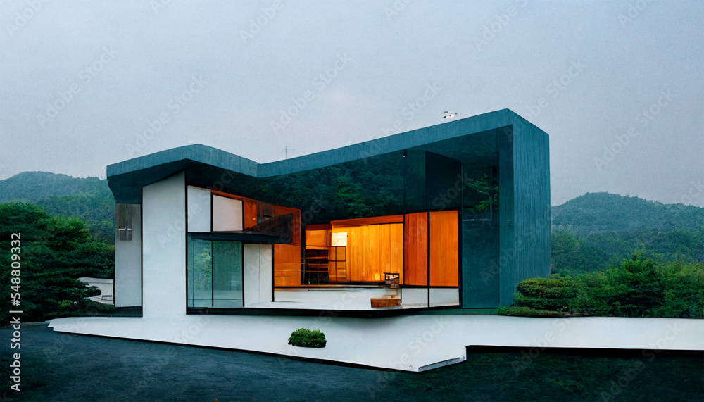 Beautiful korean modern house design Stock Illustration | Adobe Stock