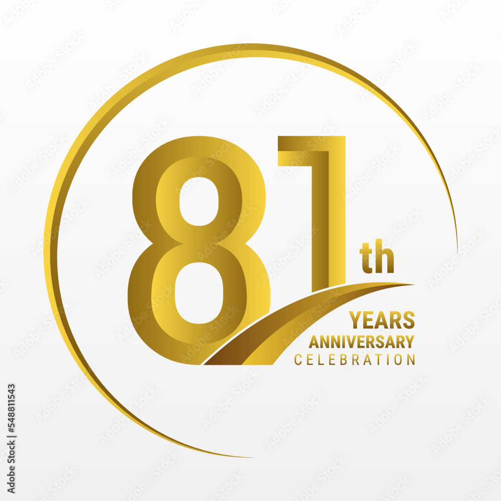 81th Anniversary. Anniversary logo design in golden color for ...