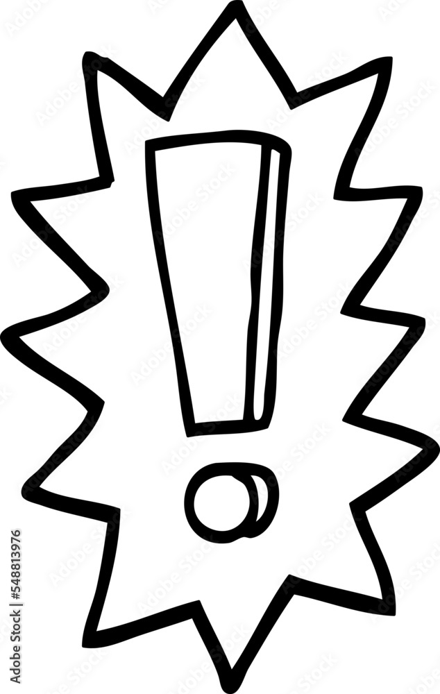 black and white cartoon exclamation mark Stock Vector | Adobe Stock