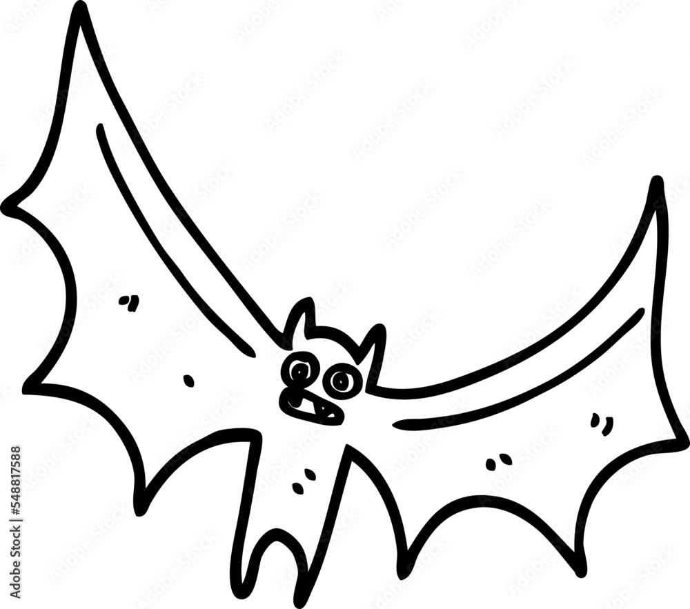 line drawing cartoon bat Stock Vector | Adobe Stock