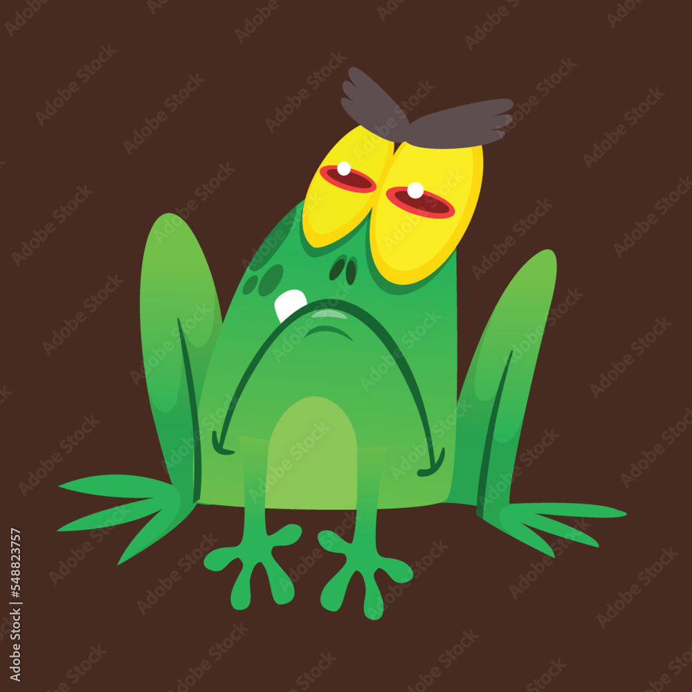 Cartoon green froggy frog mascot character in cartoon style. Vector ...