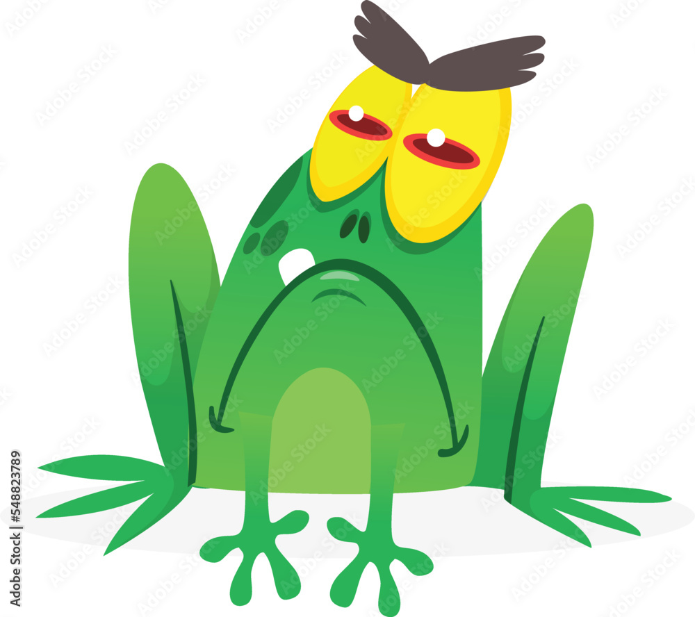 Cartoon green froggy frog mascot character in cartoon style. Vector ...