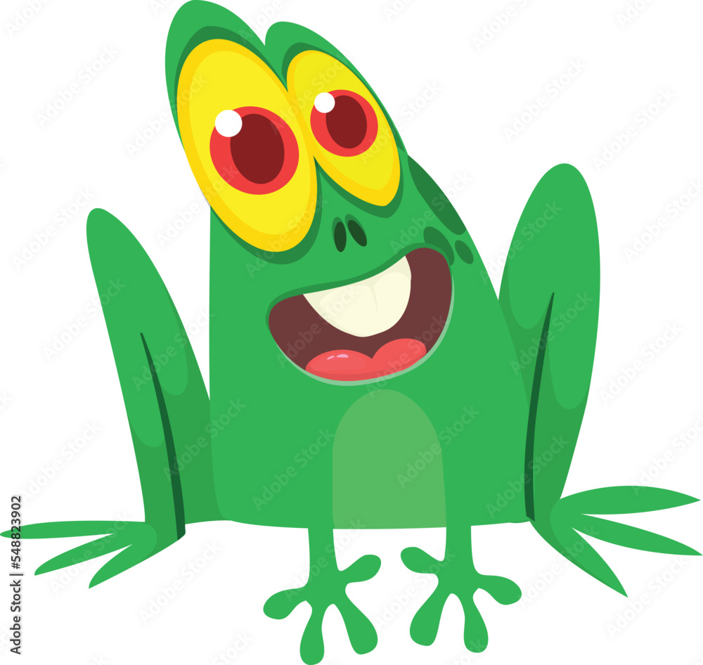 Cartoon green froggy frog mascot character in cartoon style. Vector ...