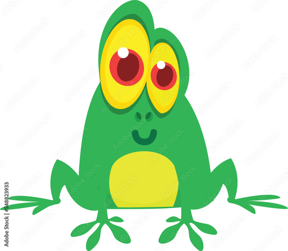 Cartoon green froggy frog mascot character in cartoon style. Vector ...