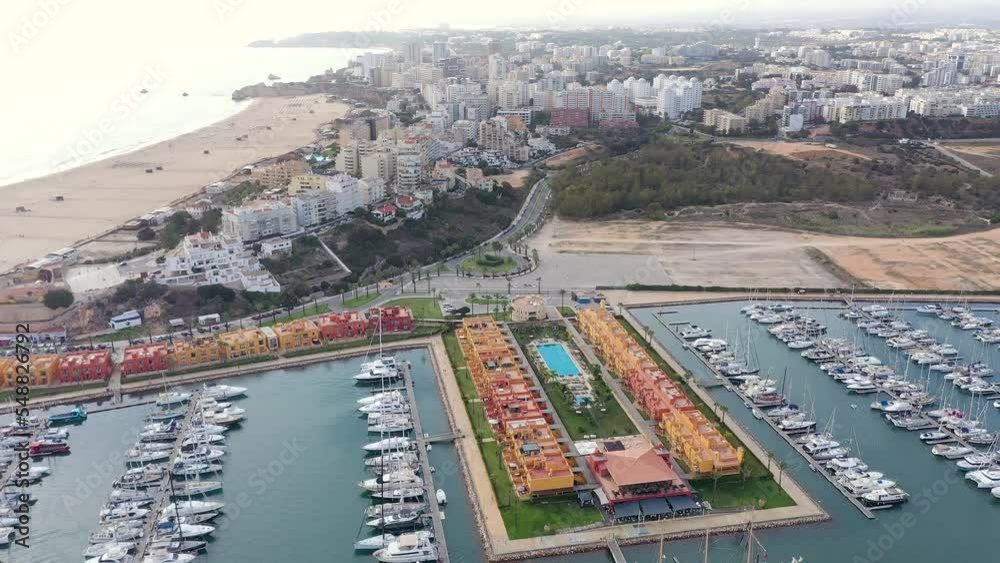 Aerial perspective of Portimão City with beautiful Tivoli Marina ...