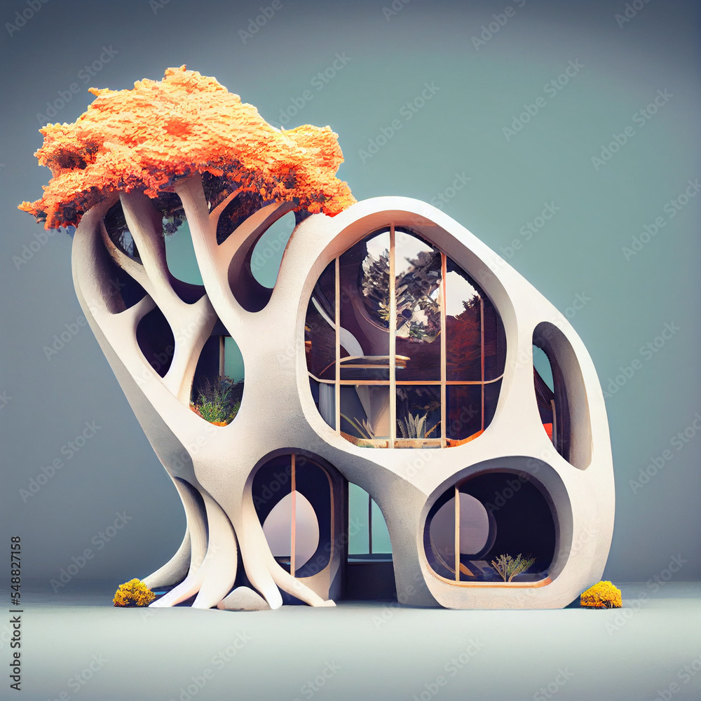 3D Printed Conceptual home of the future with bio structural curves and ...