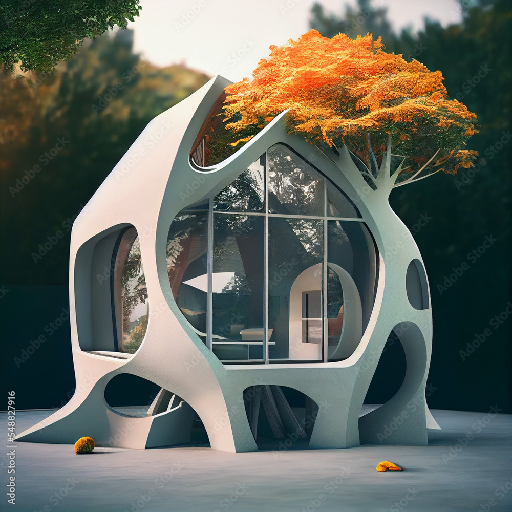 3D Printed Conceptual home of the future with bio structural curves and ...