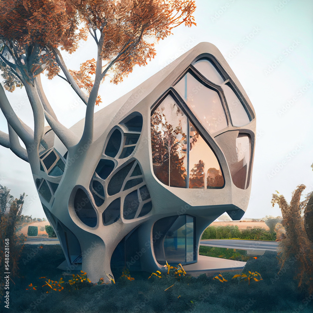 3D Printed Conceptual home of the future with bio structural curves and ...