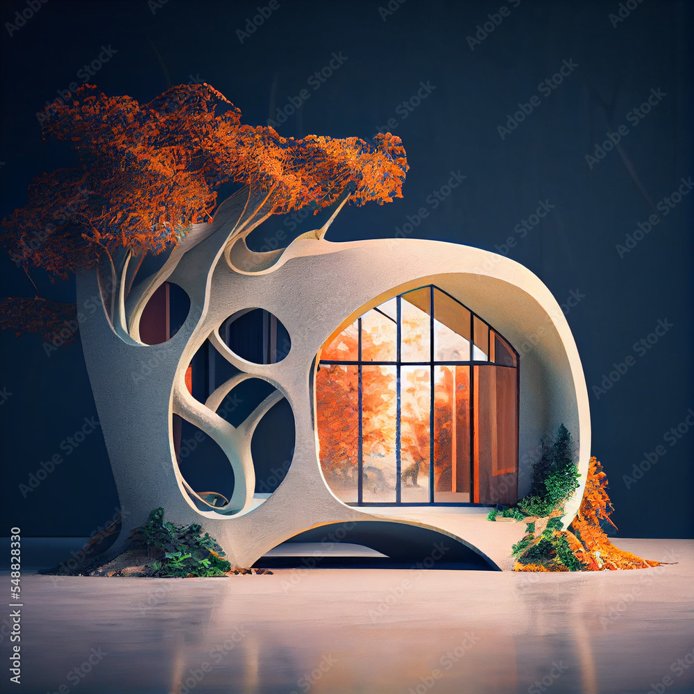 3D Printed Conceptual home of the future with bio structural curves and ...