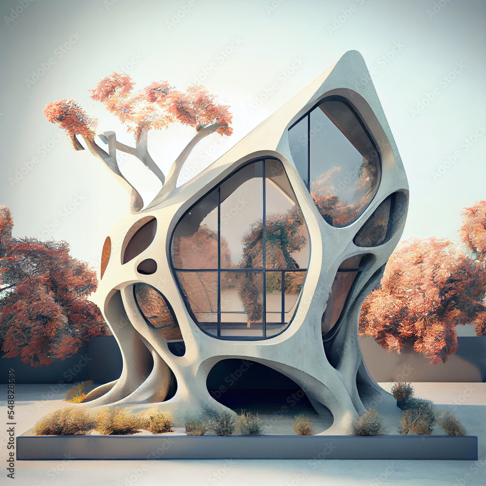 3D Printed Conceptual home of the future with bio structural curves and ...