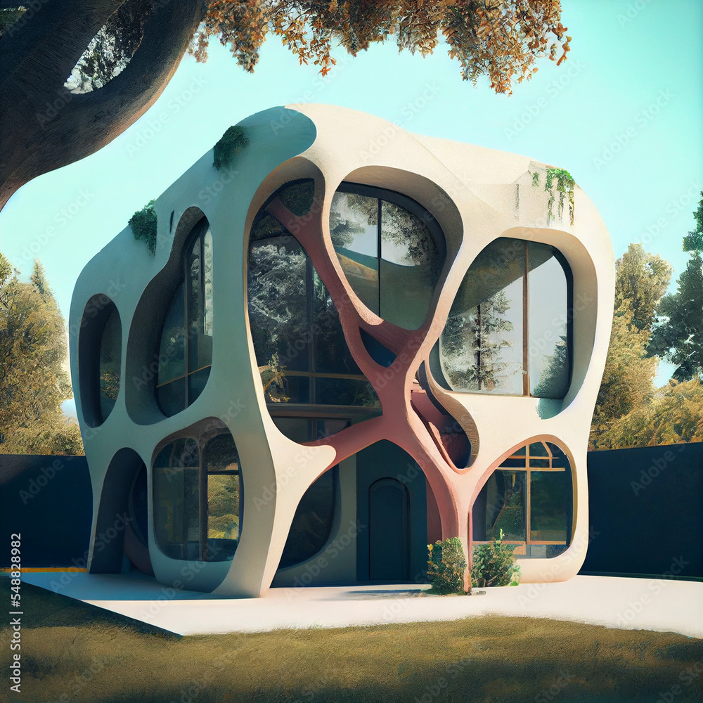 3D Printed Conceptual home of the future with bio structural curves and ...
