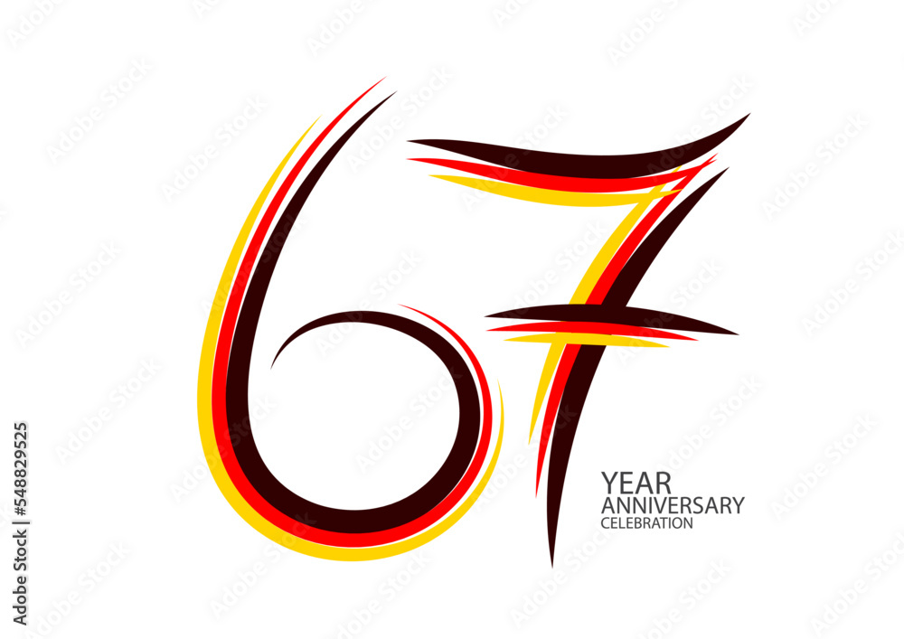 67 years anniversary celebration logotype colorful line vector, 67th ...