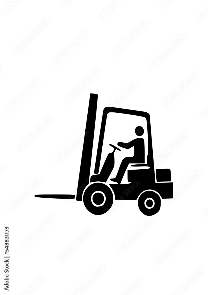Montacargas Vector Black Dibujado conductor Stock Vector | Adobe Stock