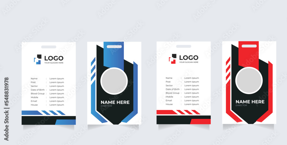 Poster Identification Horizontal and Vertical id cards set with ...