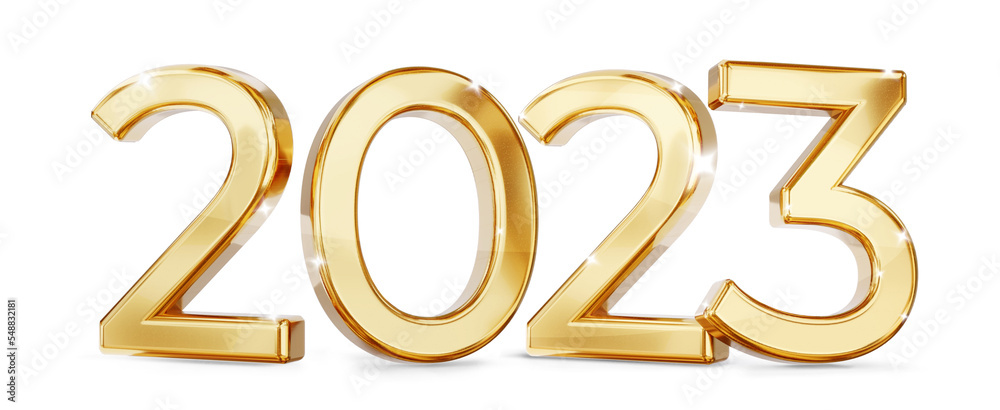 2023 year symbol golden colored isolated 3d-illustration Stock ...